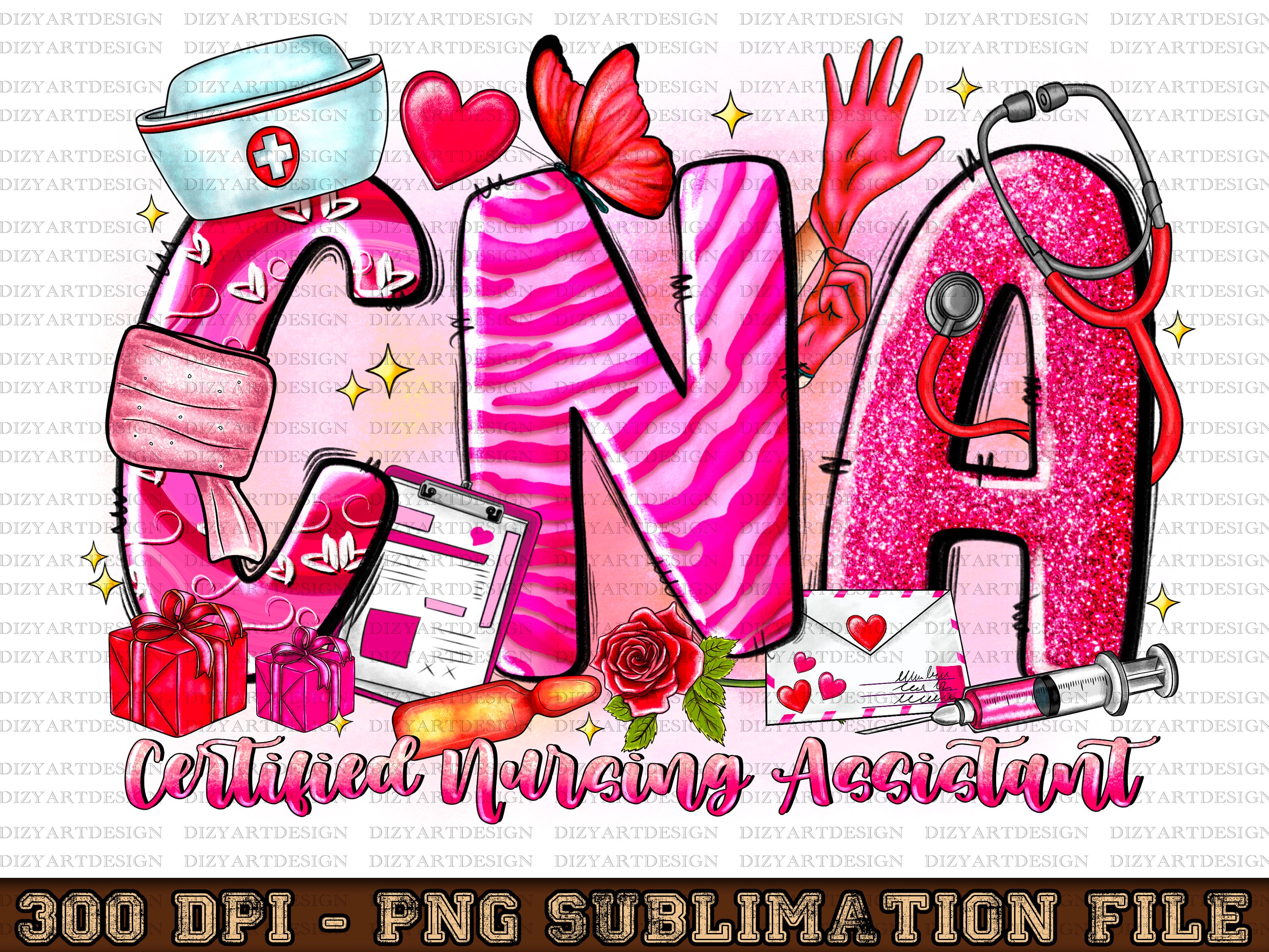 CNA Certified Valentine Nursing Assistant Png Sublimation Design, CNA ...