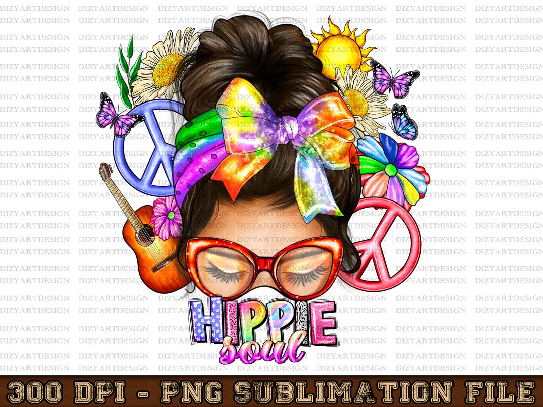 Hippie Soul Messy Bun Png Sublimation Design Download, Messy Bun Design ...