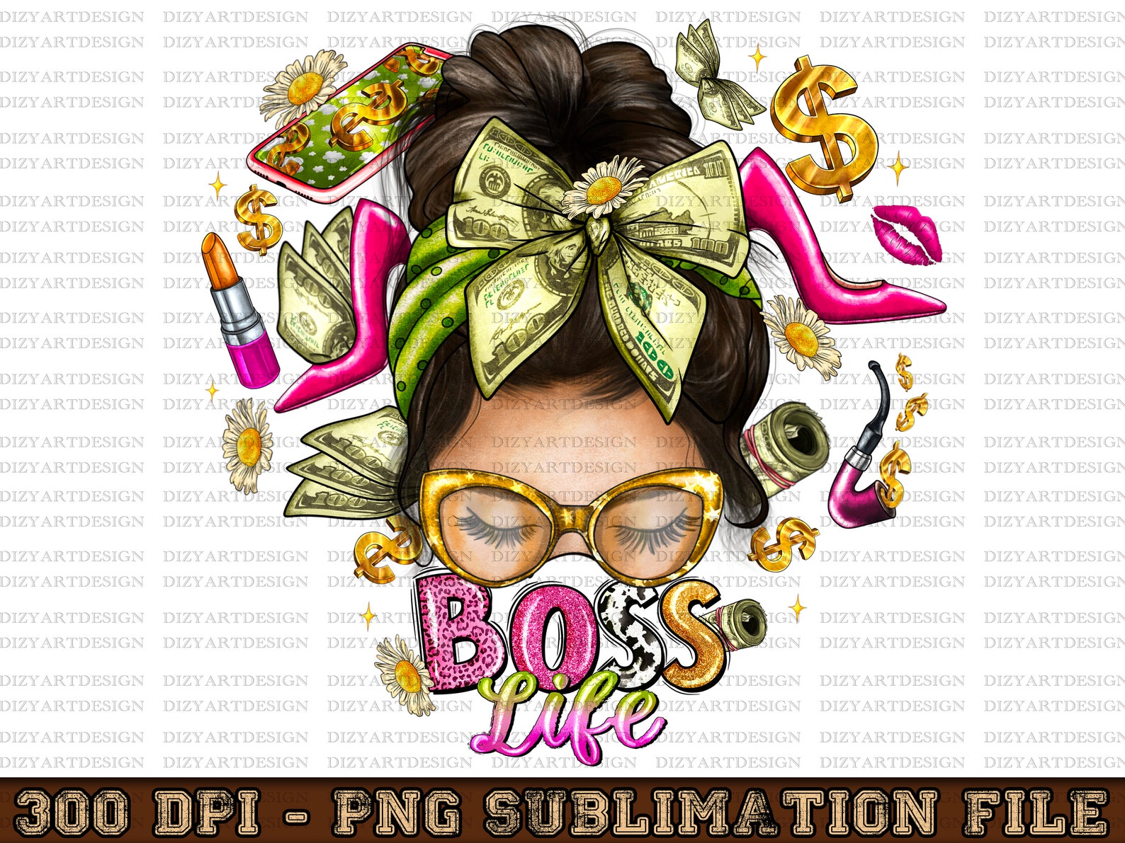Boss Life Messy Bun Png Sublimation Design Download, Boss Png, Business ...