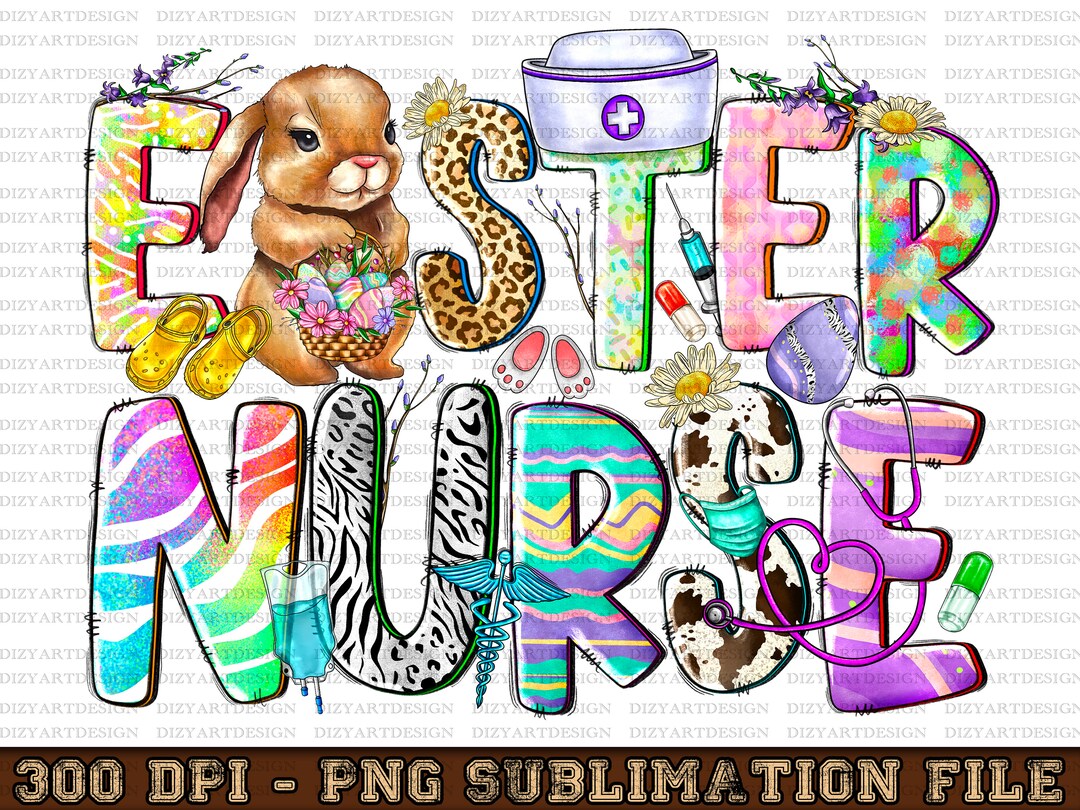 Easter Nurse Png Sublimation Design, Easter Bunny Png, Easter Png ...