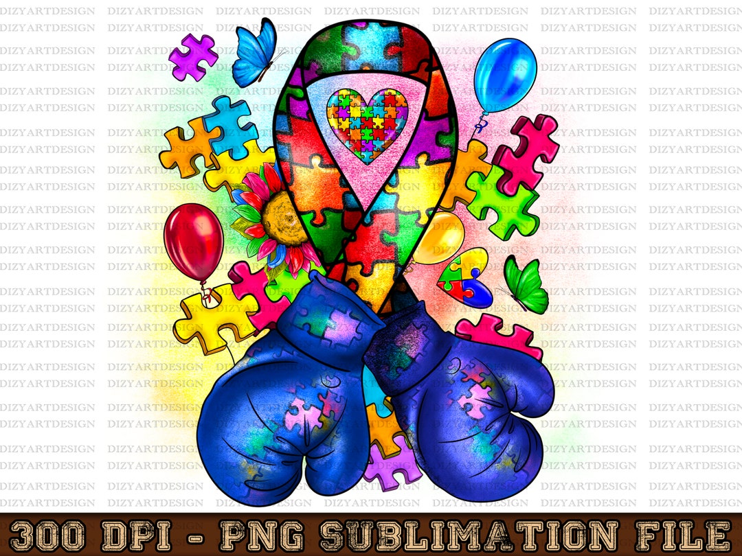 Autism Awareness Blue Boxing Gloves Png Sublimation Design Download ...