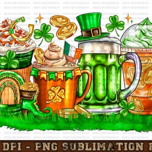 St. Patrick's Day Coffee Drinks Png, Sublimation Design, St. Patrick's ...