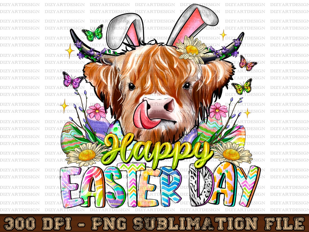 Happy Easter Cow Png, Sublimation Design Download, Easter Day Png ...