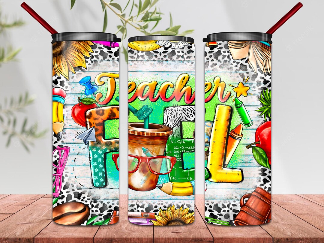 Teacher 20 Oz Skinny Tumbler, Teacher Tumbler Sublimation Design ...