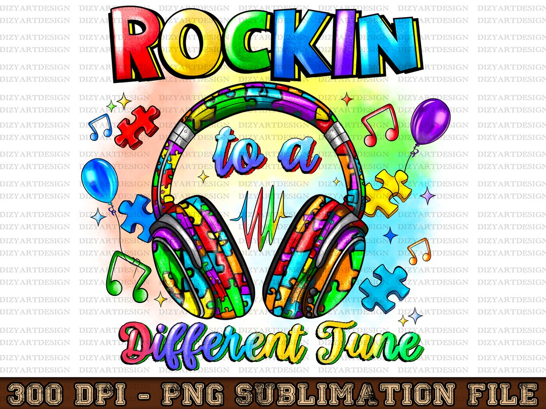 Rocking to A Different Tune Png, Autism Support Png , Autism Heart ...