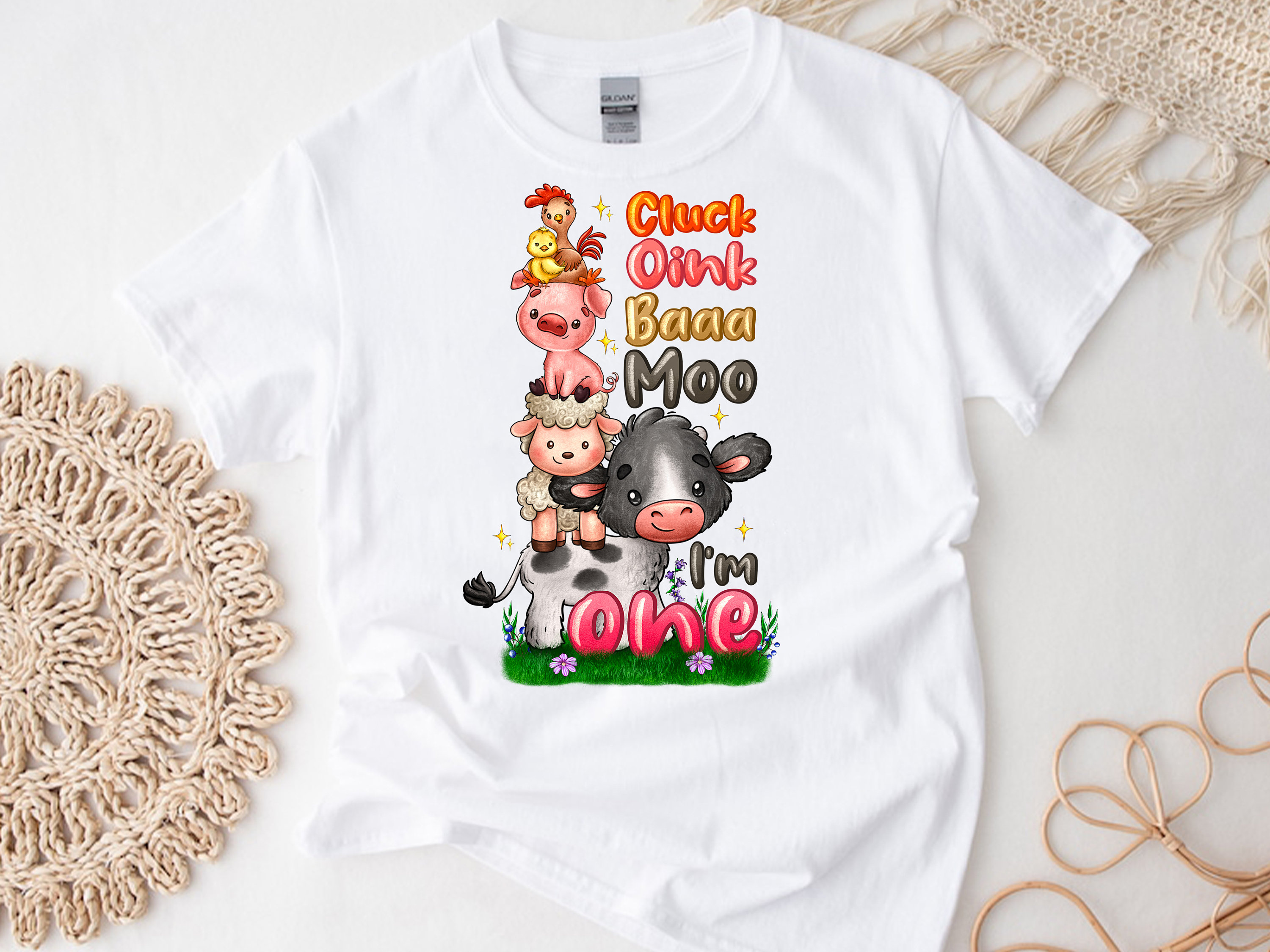 Cluck Oink Baaa Moo I'm One Png Birthday Farm Animals - Etsy