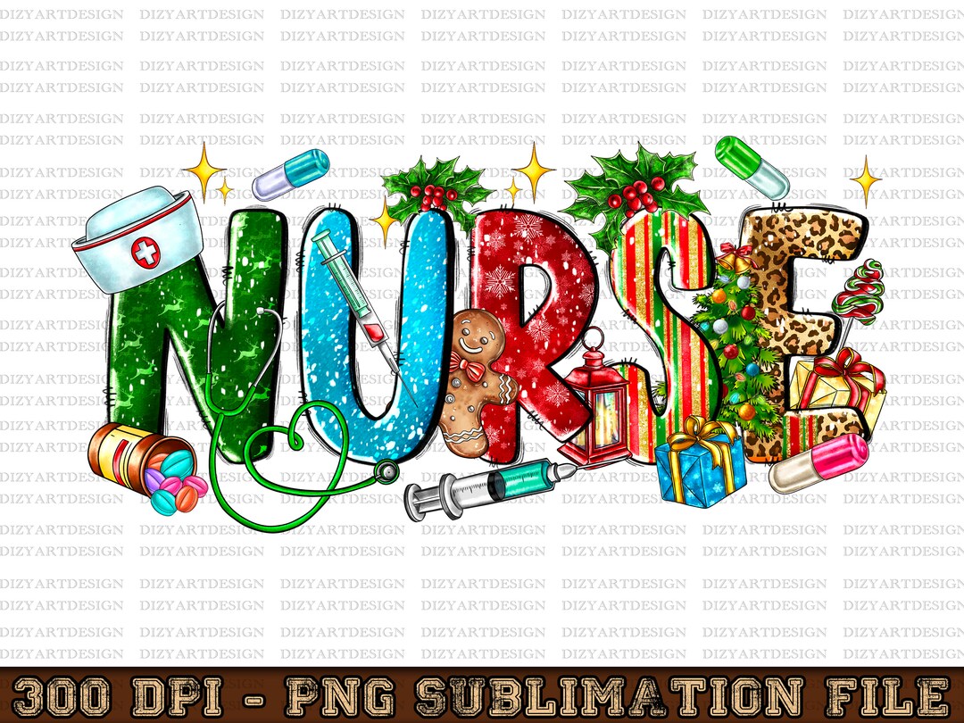 Nurse Christmas Png Sublimation Design Download, Christmas Png, Merry ...