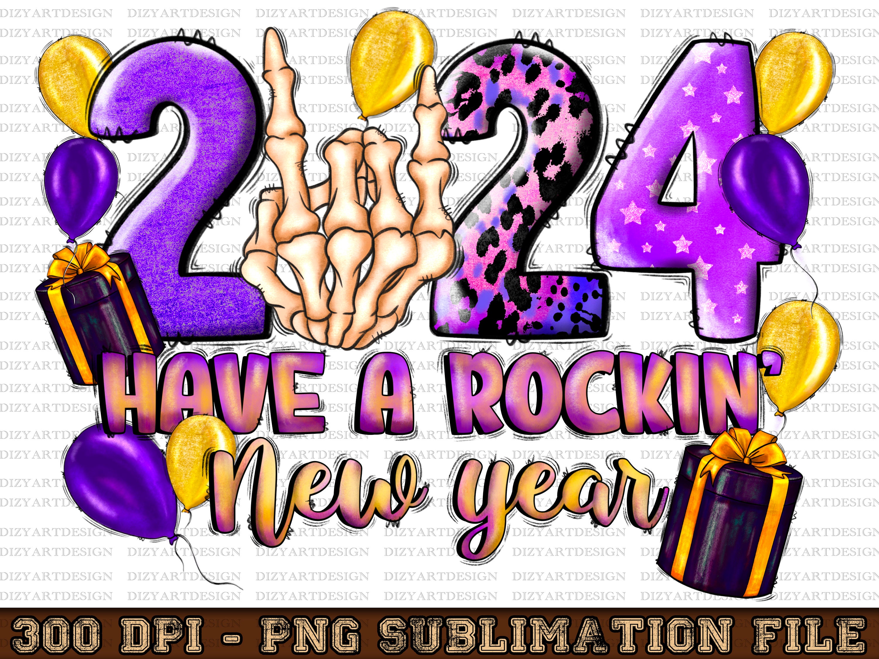 2024 Have a Rockin New Year Pngskeleton Handnew Years - Etsy