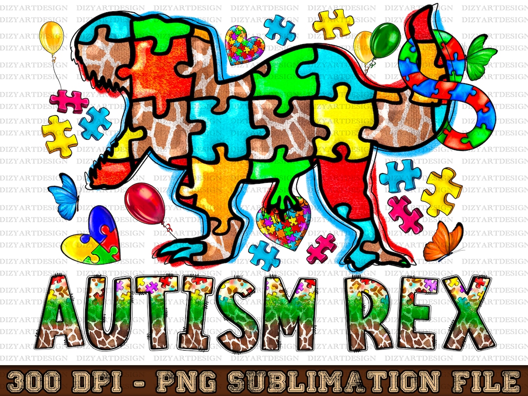Autism Rex Png Sublimation Design Download, Autism Awareness Png ...