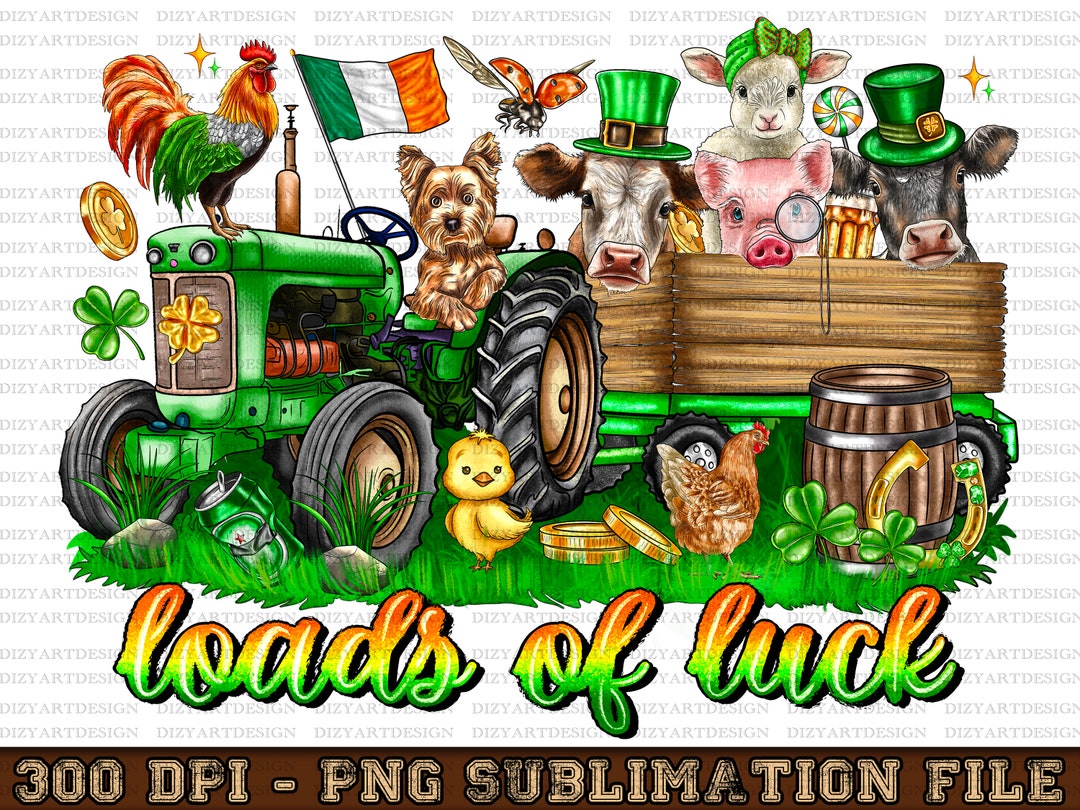 St. Patrick's Day Farm Animal Tractor Png Sublimation Design Download ...