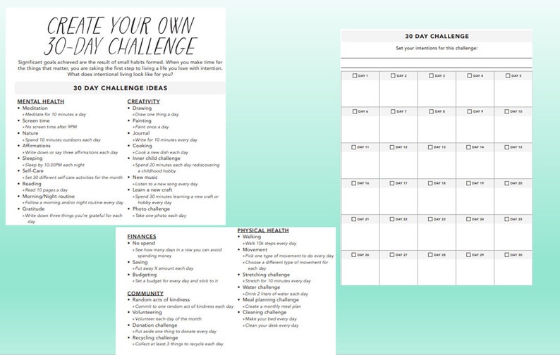 30 Day Challenge Digital Tracker - Etsy