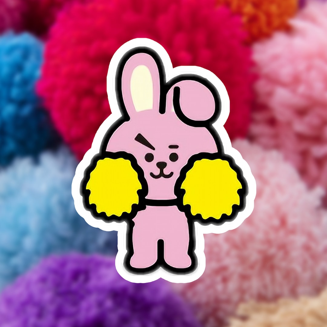 Cheerleader Bunny Winking Sticker Cute and Playful Decal - Etsy
