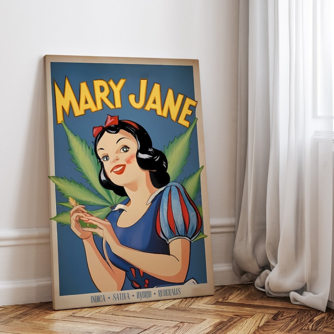 Mary Jane Poster, Snow White Canvas Picture, Hippie Cannabis Mural ...