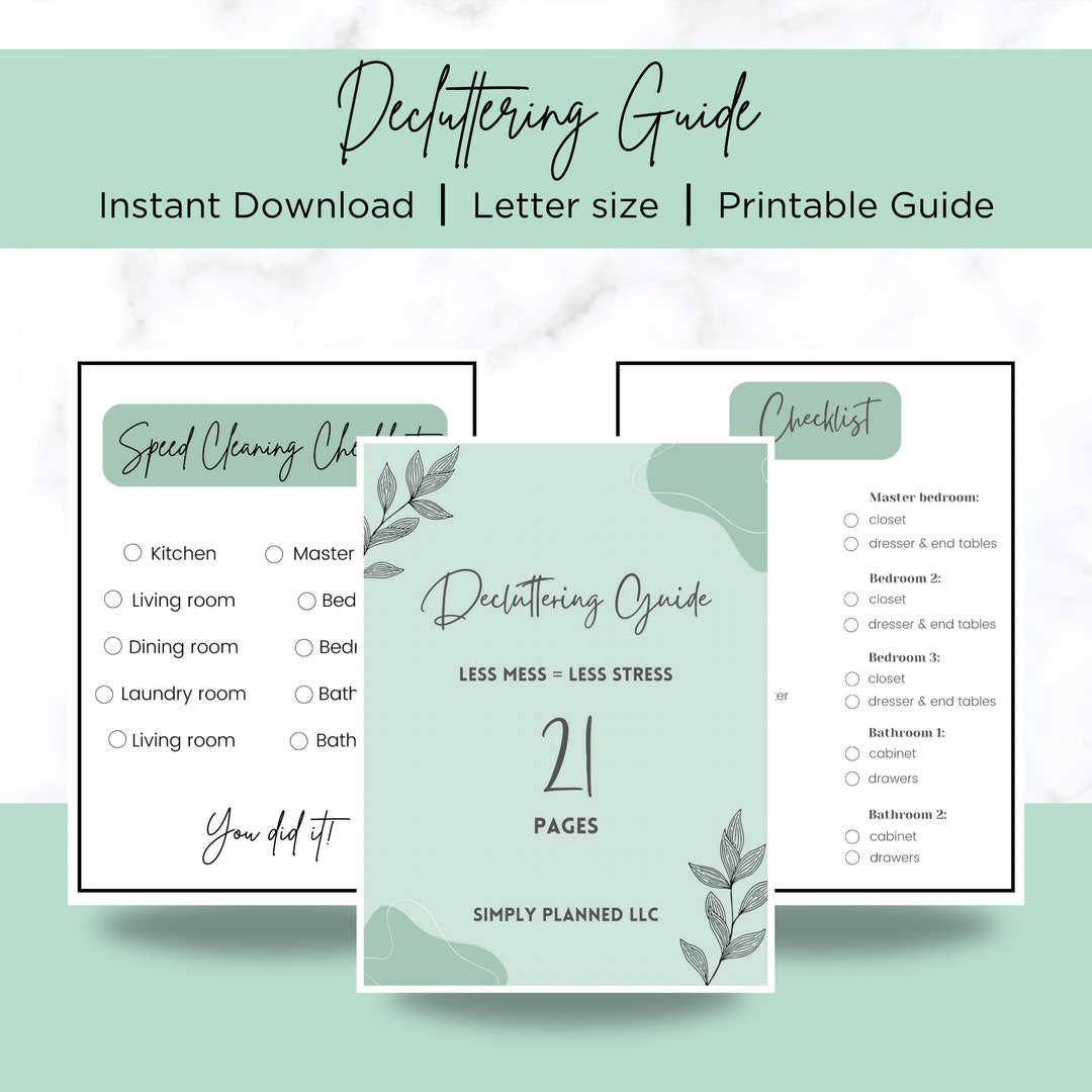 Decluttering Guide and Checklists, Digital Download, Cleaning Checklist ...