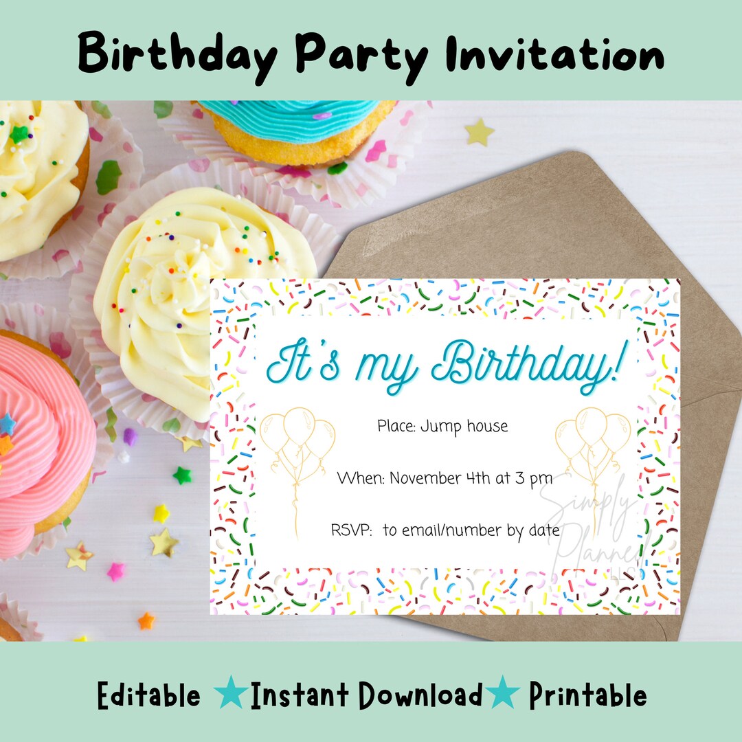 Birthday Party Invitation Template, Fun Party Invite, Editable ...