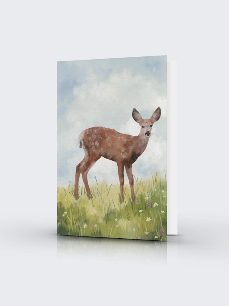 Watercolor Deer Greeting Card | Blank Inside - Etsy