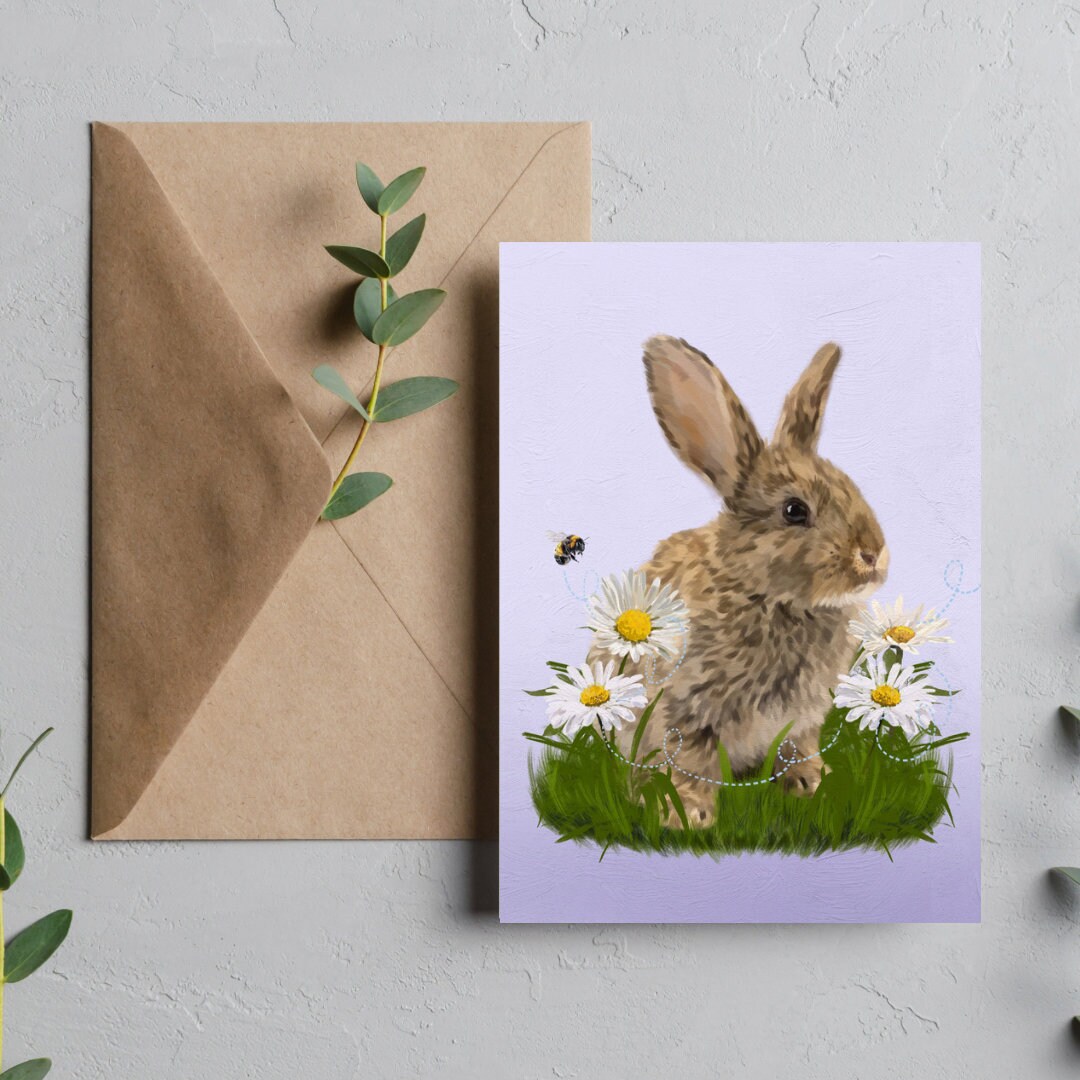 Easter Bunny Card | Bunny Rabbit Card | Blank Card | Happy Easter ...