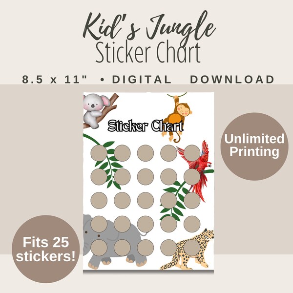 Jungle Sticker Chart - Etsy