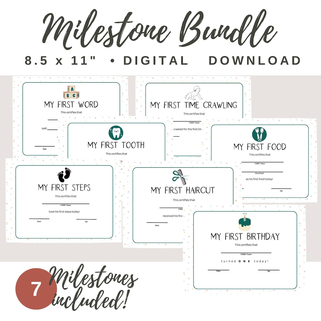 Baby's First Milestone Certificate Emerald Green Bundle - Etsy