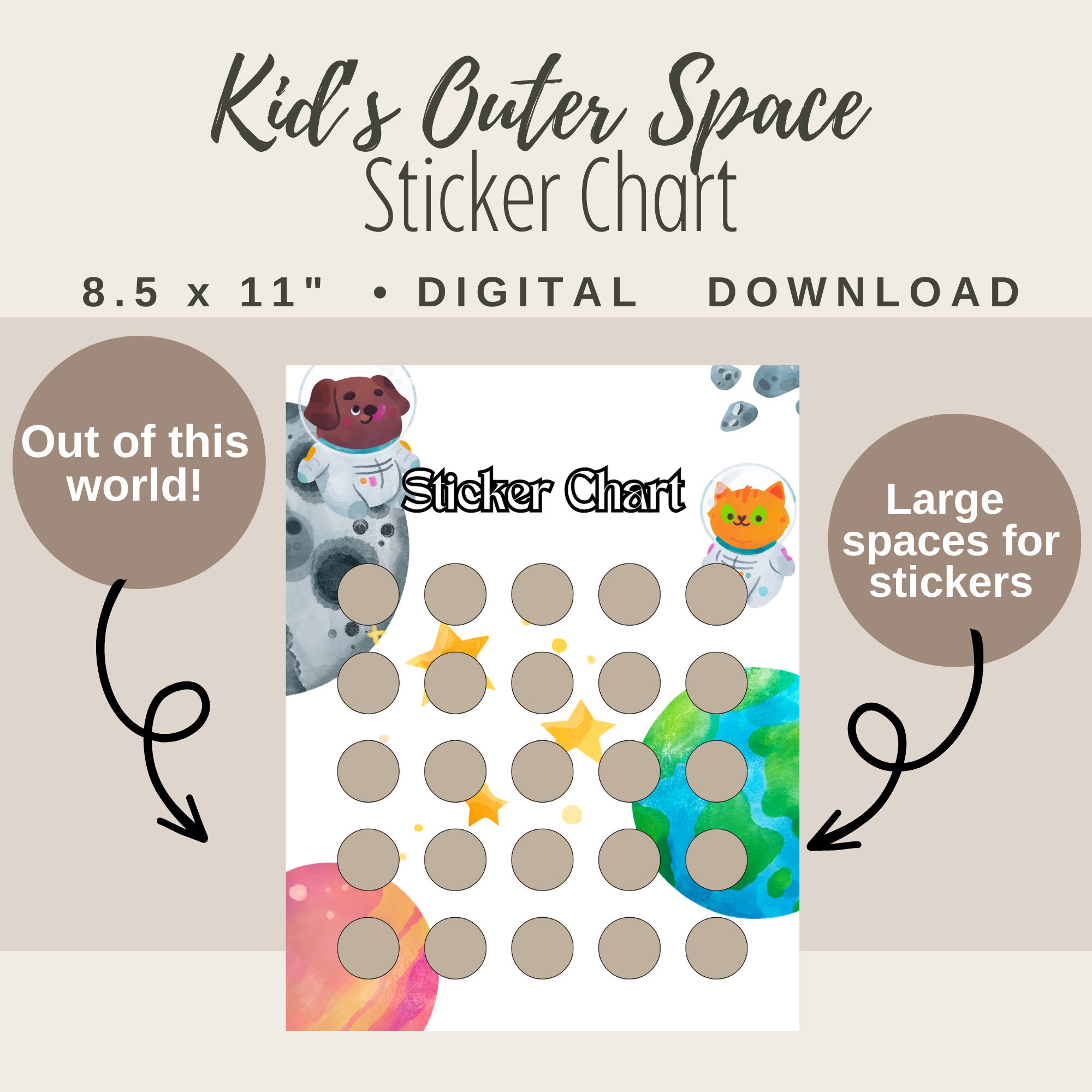 Kid's Outer Space Sticker Chart - Etsy
