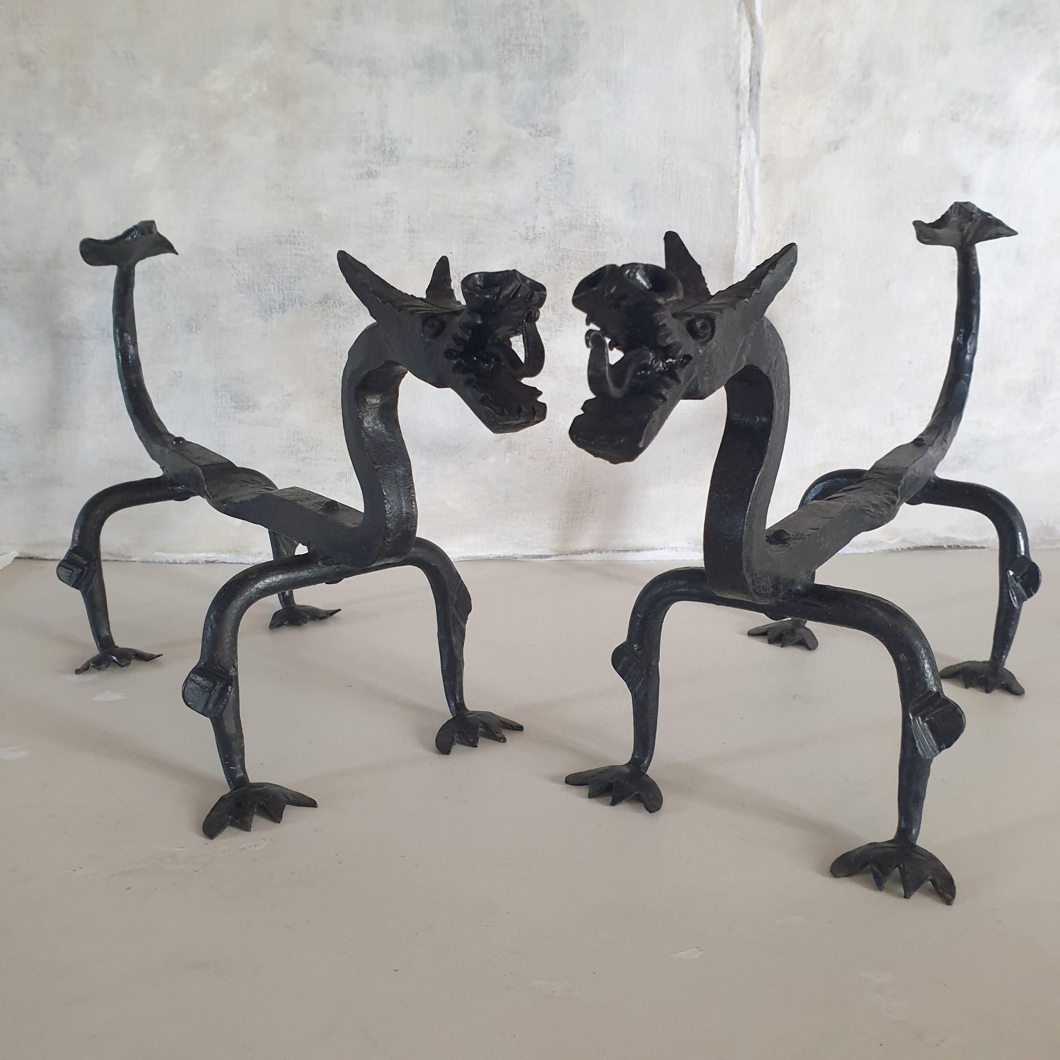French Dragon Andirons/fire Dogs 1950's - Etsy