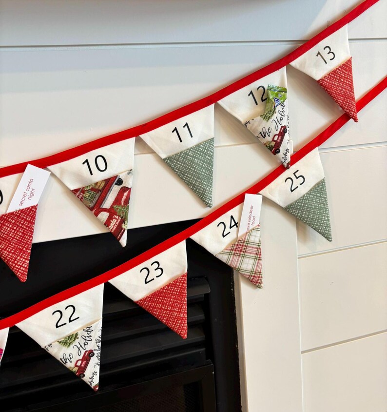 Advent Calendar Pocket Banner - Fabric - Countdown - Reusable ...