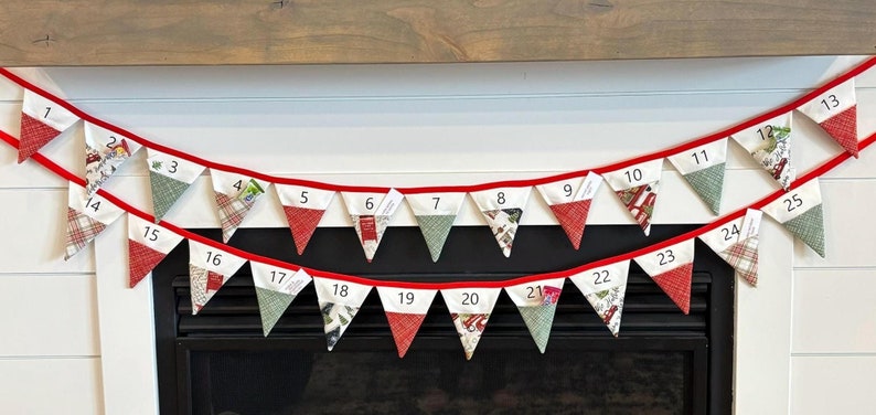 Advent Calendar Pocket Banner - Fabric - Countdown - Reusable ...