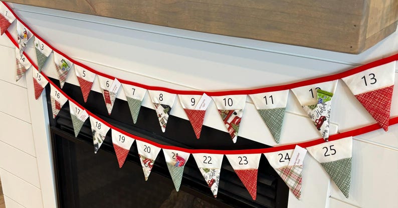 Advent Calendar Pocket Banner - Fabric - Countdown - Reusable ...