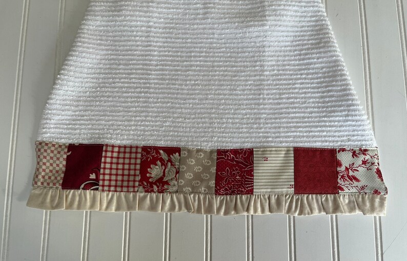 Patchwork Edge Dish Towel - Fabric Trim Kitchen Towel - Hand Towel ...