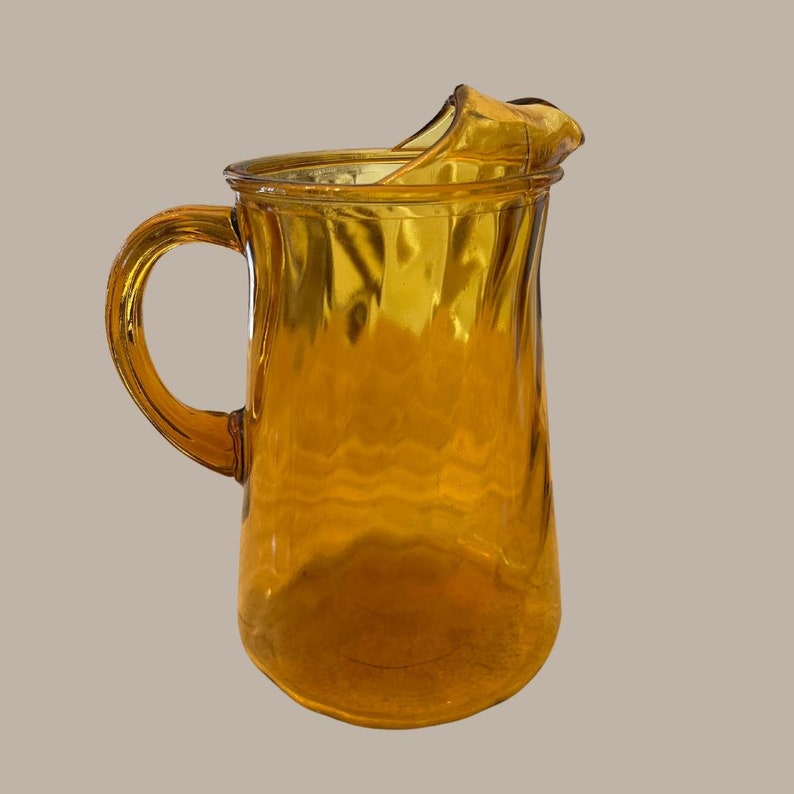 Vintage Amber Glass Pitcher - Etsy