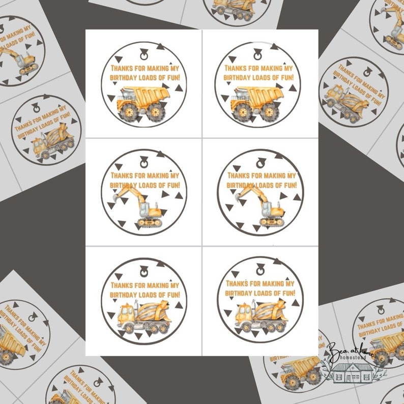 Construction Birthday Tag, Construction Printable, Birthday Printables ...