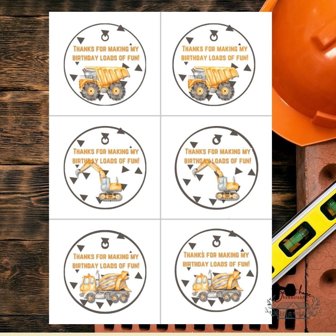 Construction Birthday Tag, Construction Printable, Birthday Printables ...