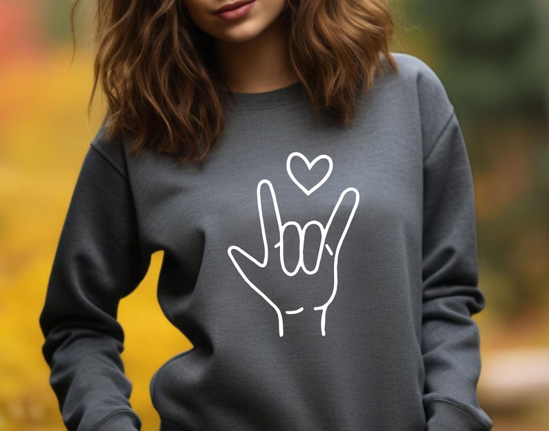 ASL Love Sweatshirt Valentine Gifts ASL Hand Sign Gifts Sign Language ...