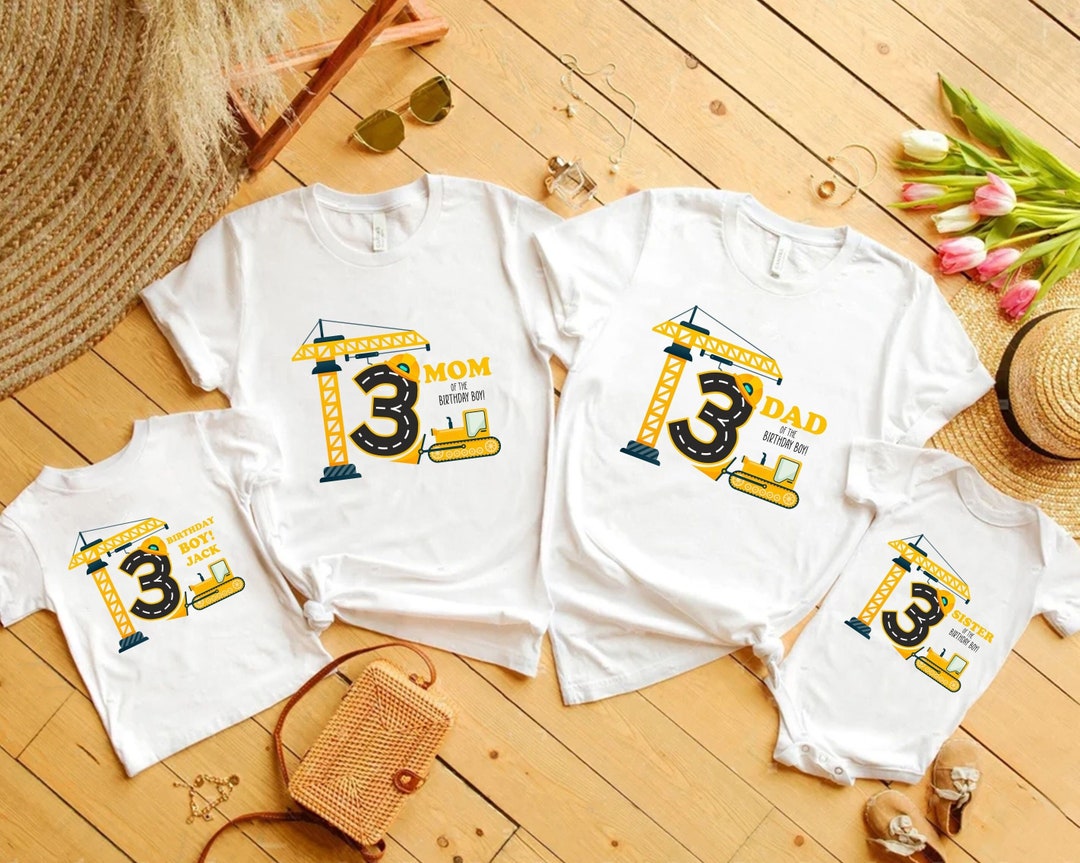 Custom Age Construction Theme, Kids Birthday Family Matching Shirts ...