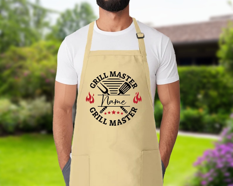 Custom Name or Text Grill Master Apron, Personalized Apron, Custom ...
