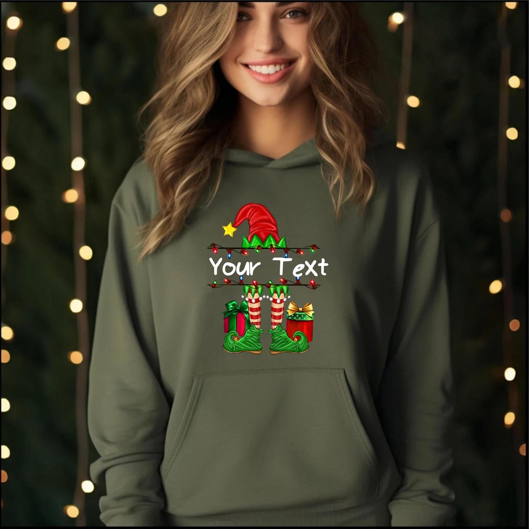 Custom Text Elf Hoodie, Personalized Elf Hoodie, Custom Christmas ...
