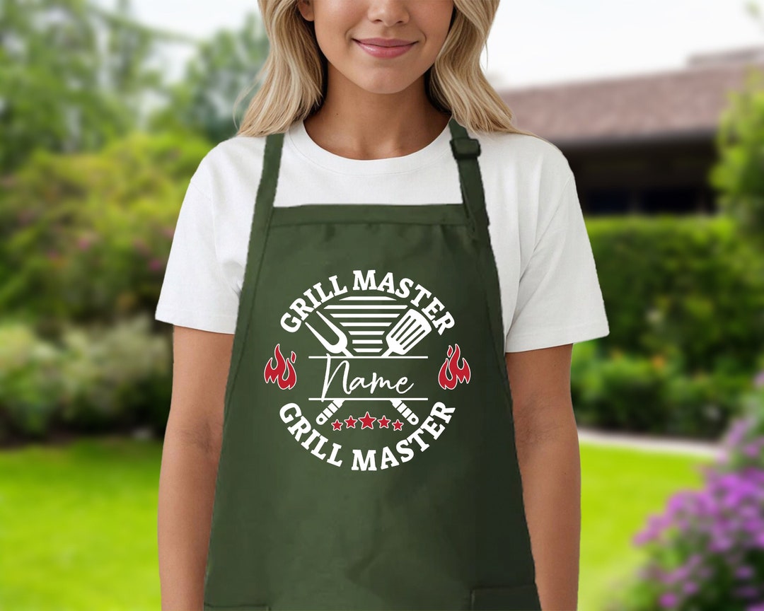 Custom Name or Text Grill Master Apron, Personalized Apron, Custom ...