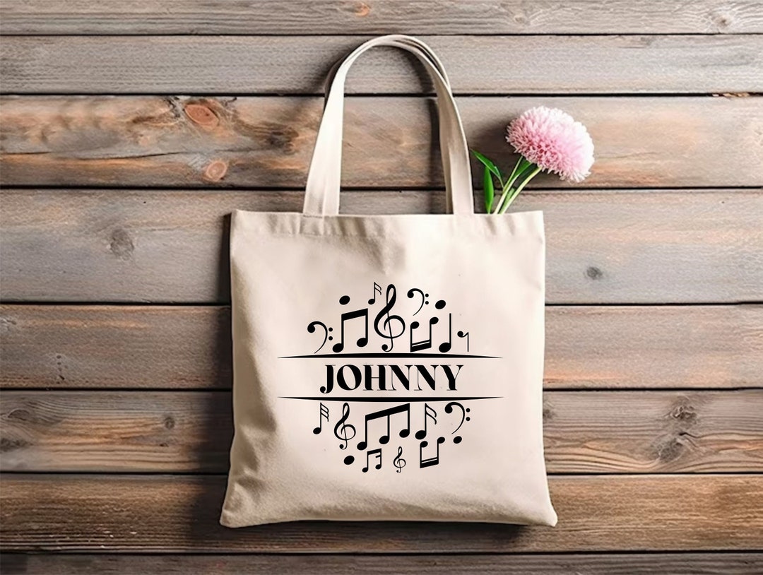 Custom Text Music Tote Bag, Music Notebook Bag, Music Lover Gifts ...