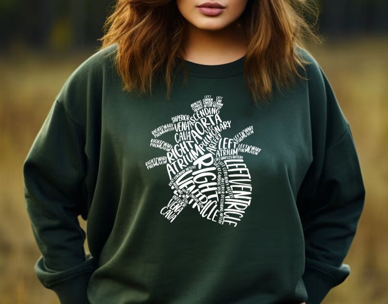 Anatomy of the Heart Sweatshirt,cardiology,gift for Cardiologist,nurse ...