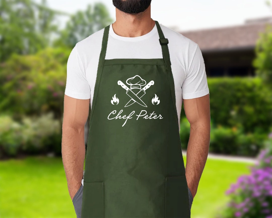Custom Name Chef Apron, Personalized Apron, Chef Gifts, Chef Kitchen ...
