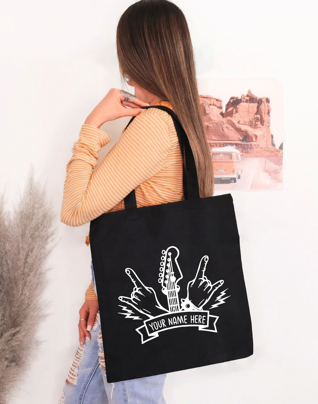 Custom Text Music Tote Bag Rock and Roll Tote Bag Metalhead Metal Music ...