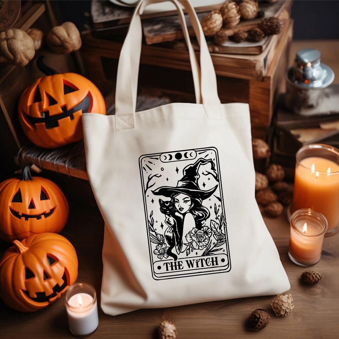 The Witch Tote Bag, Tarot Card Design Tote Bag, Halloween Tote Bag ...
