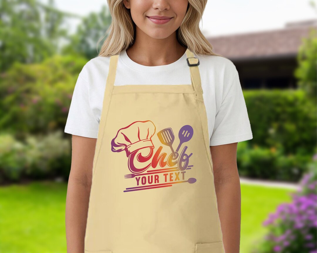 Colorful Custom Text Chef Apron, Personalized Apron, Unisex Kitchen ...