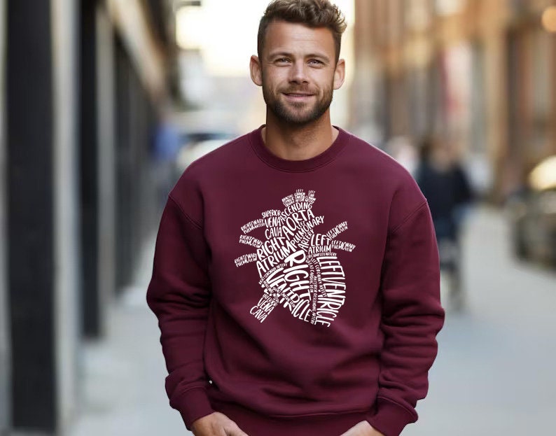Anatomy of the Heart Sweatshirt,cardiology,gift for Cardiologist,nurse ...