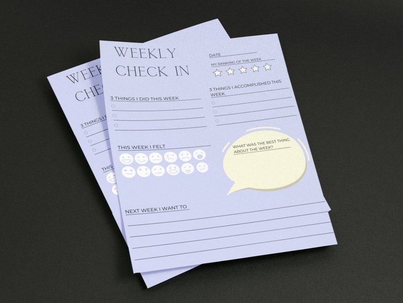 Weekly Check In, Weekly Reflection, Weekly Accomplishments, Self ...