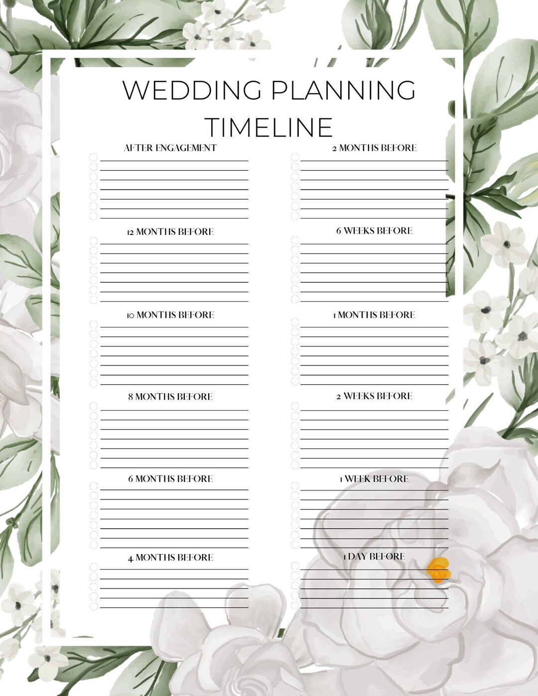 Wedding Planner Timeline, Wedding Planning Tracker, 12 Months-wedding ...