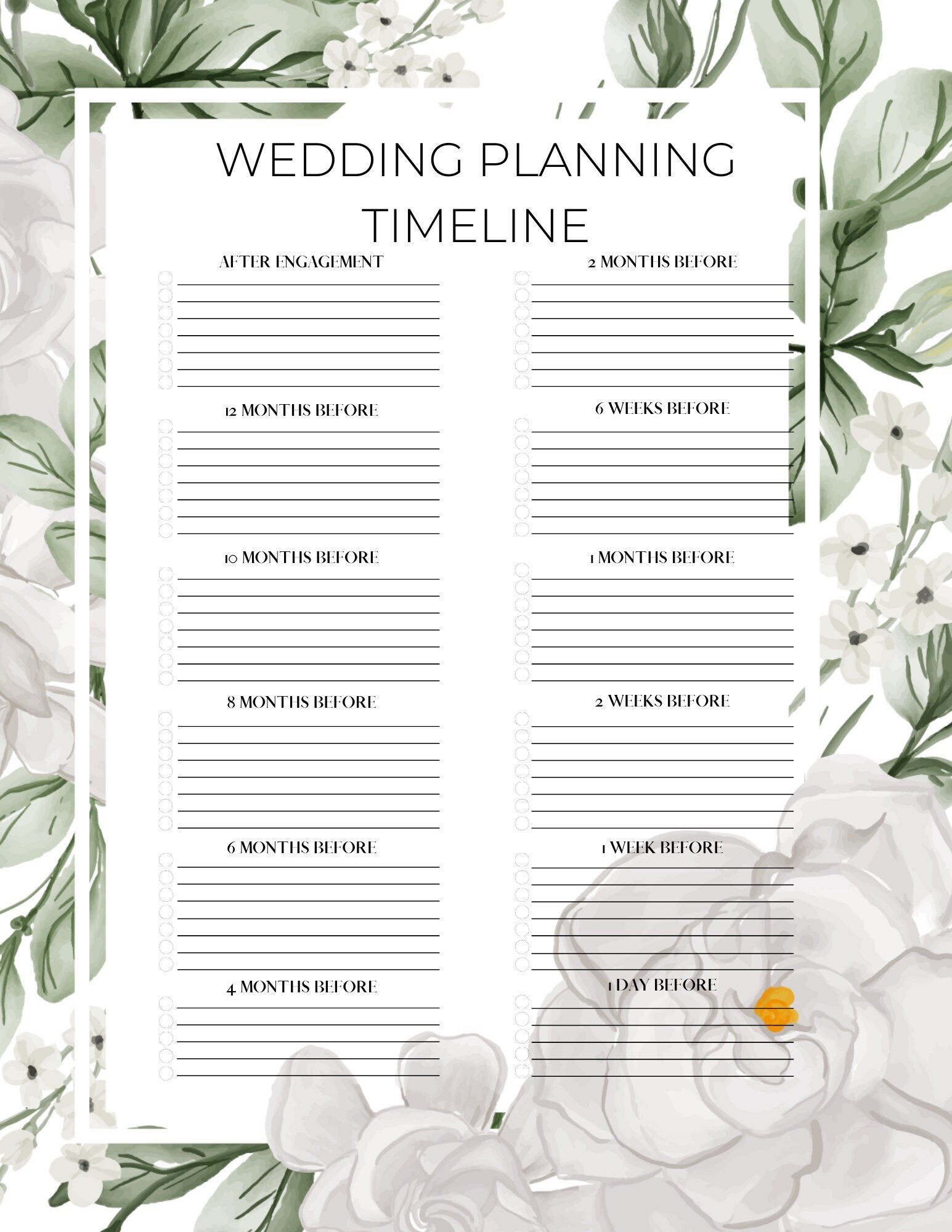 Wedding Planner Timeline, Wedding Planning Tracker, 12 Months-wedding ...