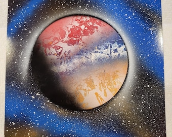 Custom Planet Painting Red and Blue - Etsy