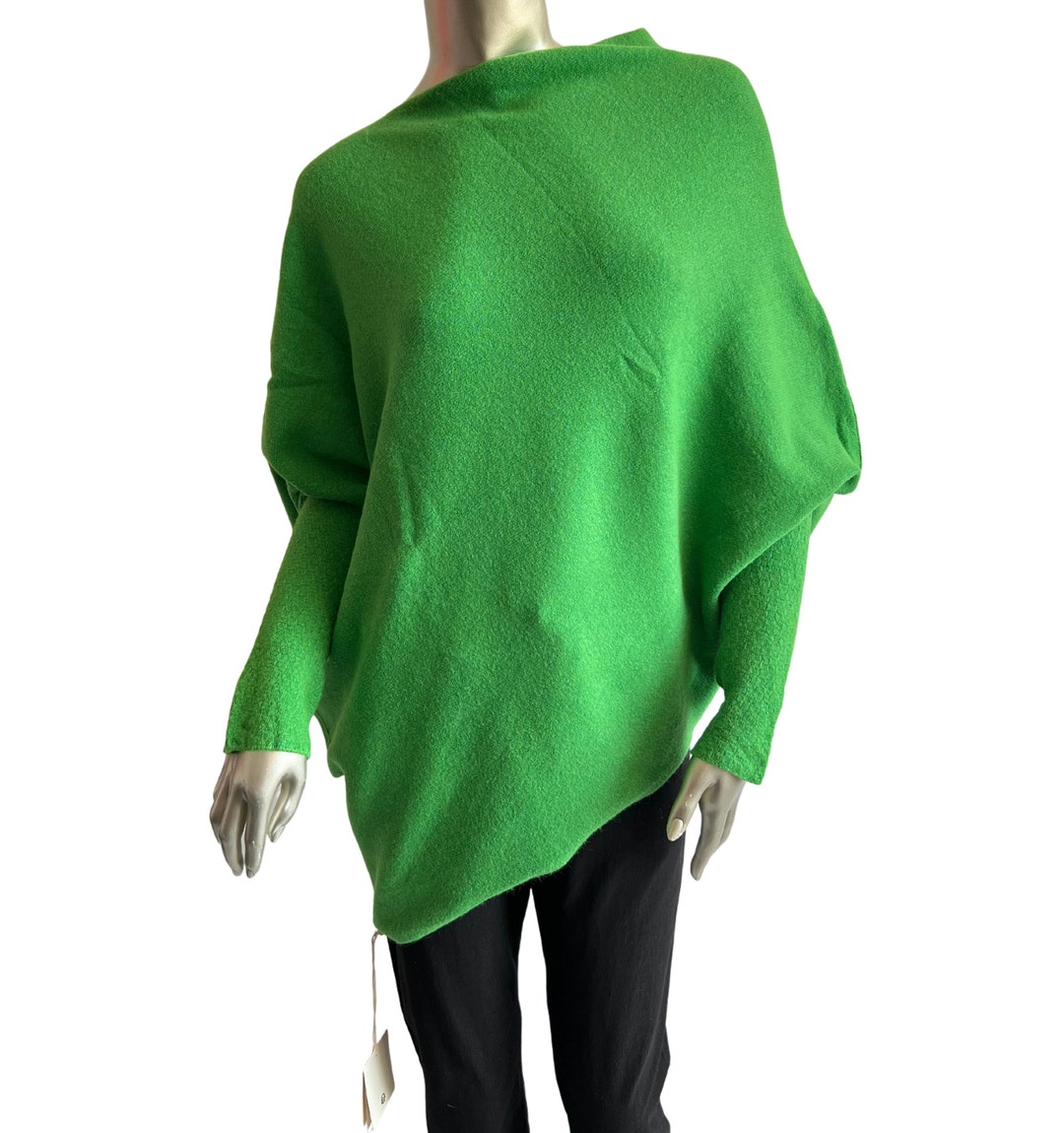 Asymmetric Draped Slouch Neck Soft Jumper With Long Fitted Sleeves in ...