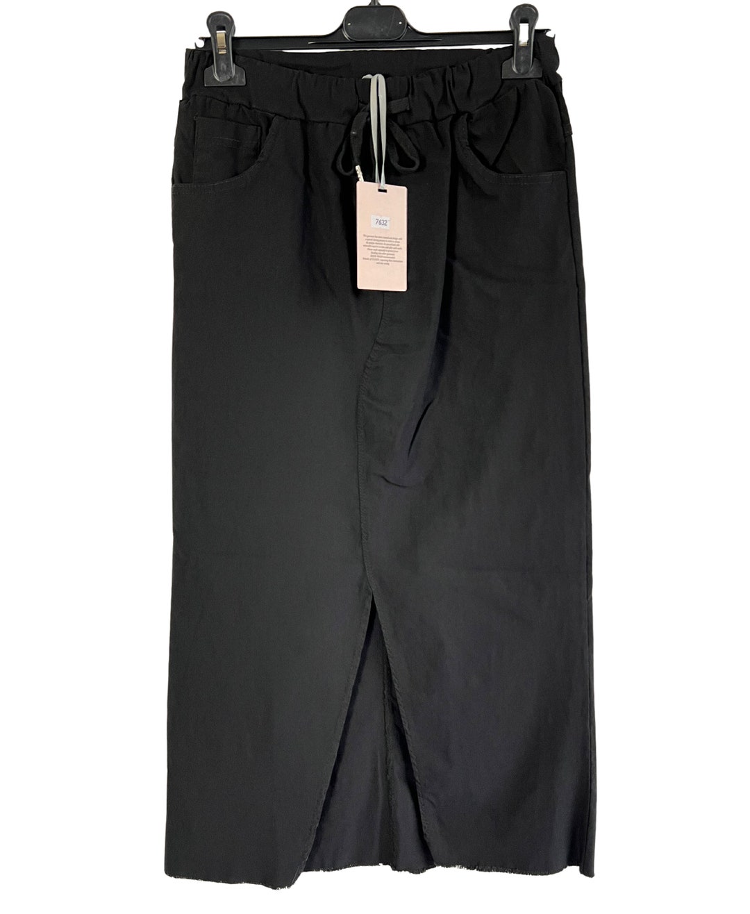 Regular Soft Fabric Stretch Split Front Magic Midi Skirt in Black - Etsy
